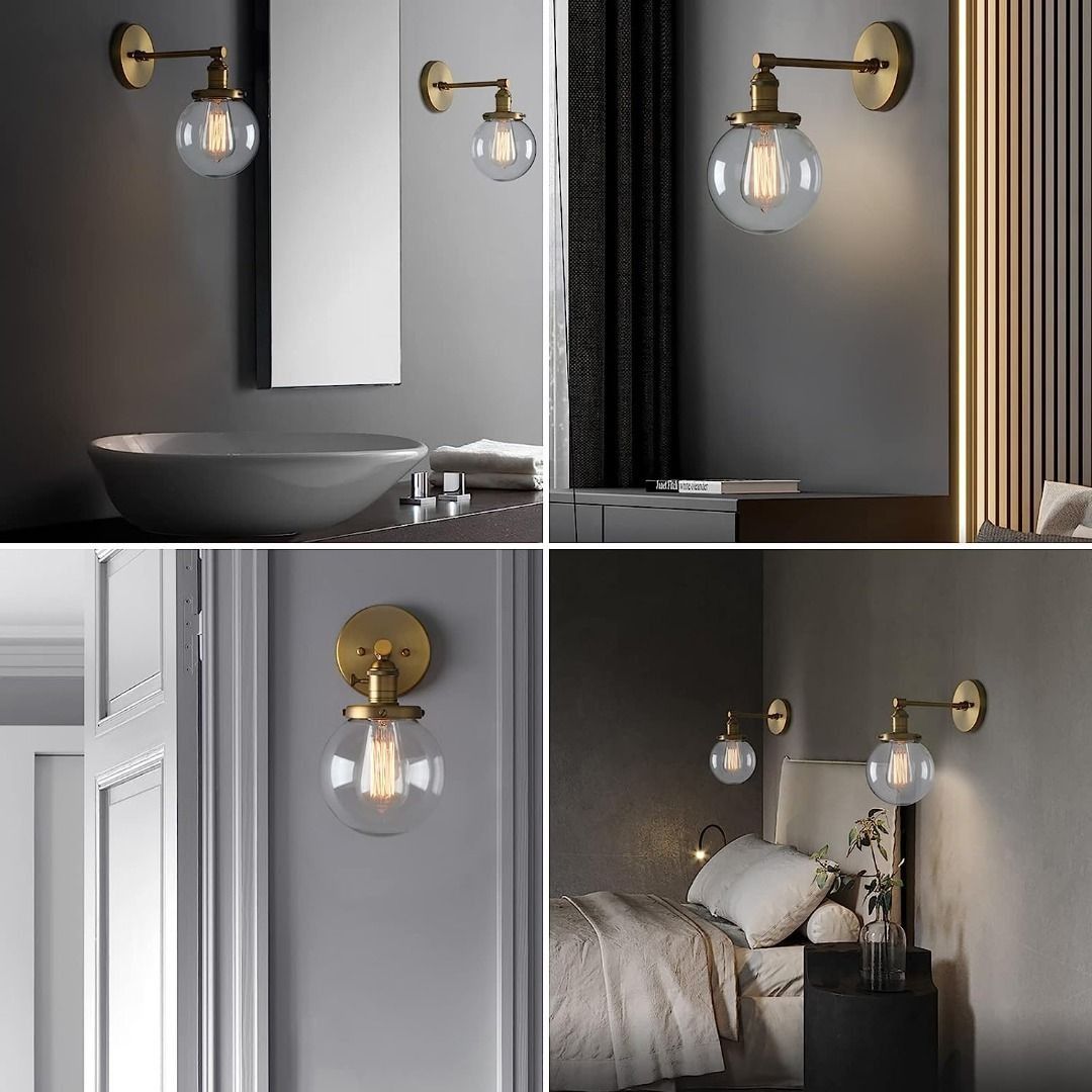 Phansthy Retro Industrial Wall Lights, Vintage Wall Sconces with Globe ...