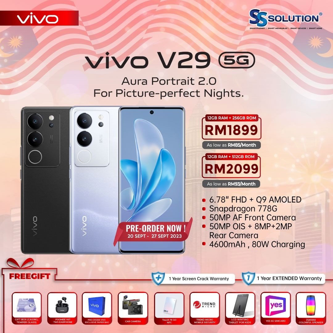 [Preorder] VIVO V29 5G ( 12GB RAM + 256/512GB ROM ) With 1 Year Warranty By Vivo Malaysia ...