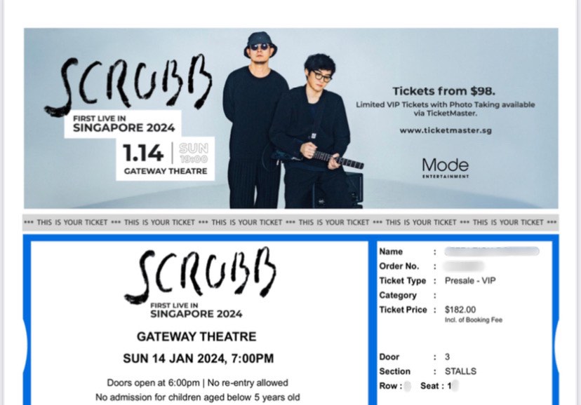 (Pre-Sale VIP) SCRUBB Live in Singapore, Tickets & Vouchers, Event Tickets on Carousell