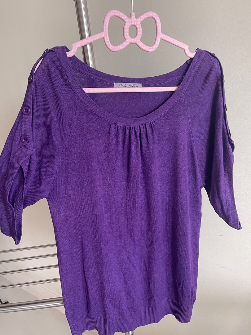 Purple Top, Women's Fashion, Tops, Blouses on Carousell
