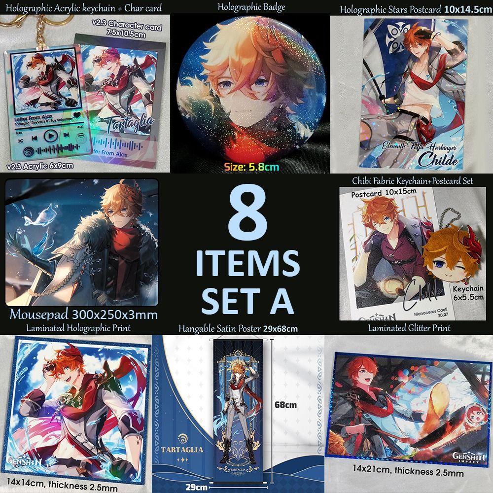 [READYSTOCKS] Genshin Impact Childe Merch Set Genshin Tartaglia Childe Keychain Childe Genshin ...