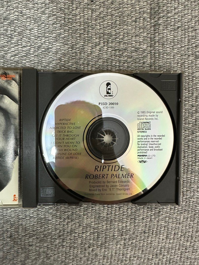 Robert Palmer - Riptide - CD (Original First Pressed, Japan, 1986), Hobbies & Toys, Music ...