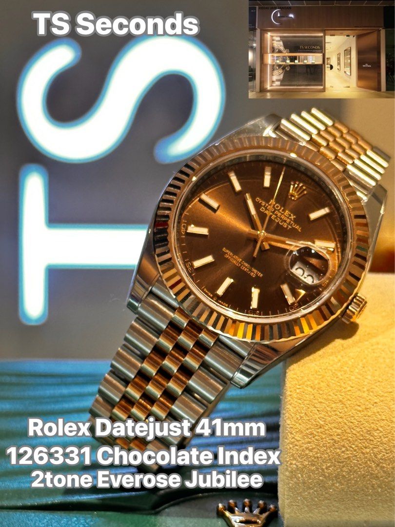 Rolex Datejust 41 126331 half Everose Gold chocolate dial index hour ...