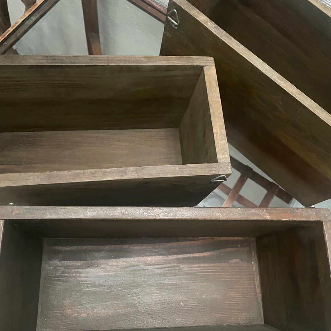 Rustic Wooden Storage Box, Furniture & Home Living, Home Improvement ...