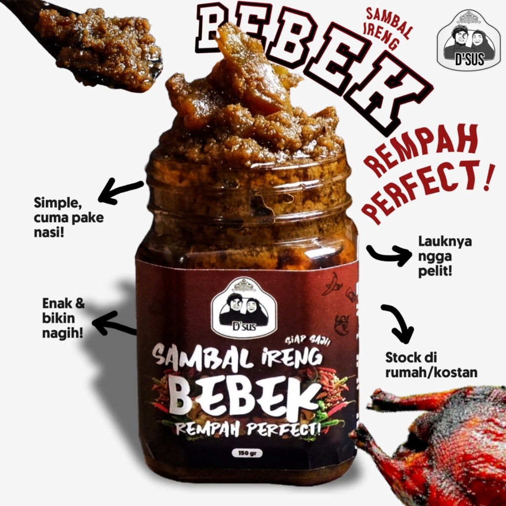 Sambal Ireng Bebek Rempah/ Ireng Pedas D'SUS Original 150g Pedas Enak ...