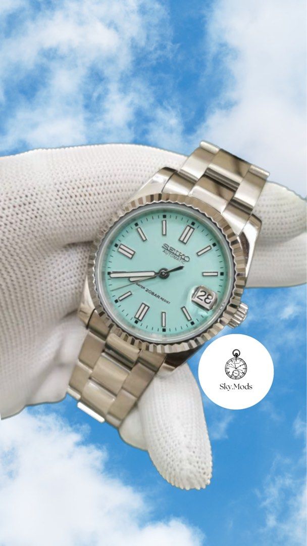Seiko Rolex Datejust Mod Tiffany Blue Dial NH35 Automatic, Men's ...