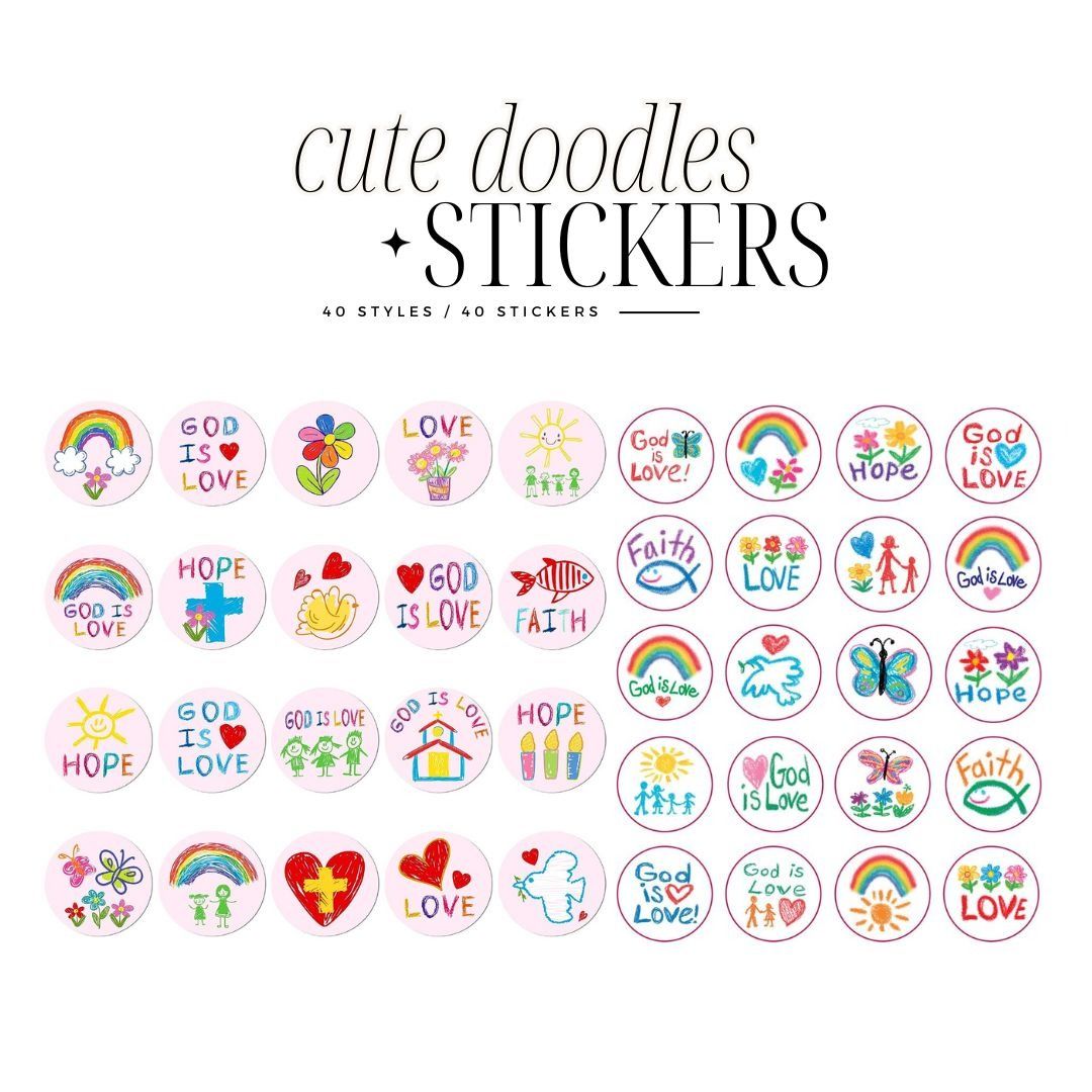 Small Cute Christian Sunday School Stickers 40 pieces 3cm diameter ...
