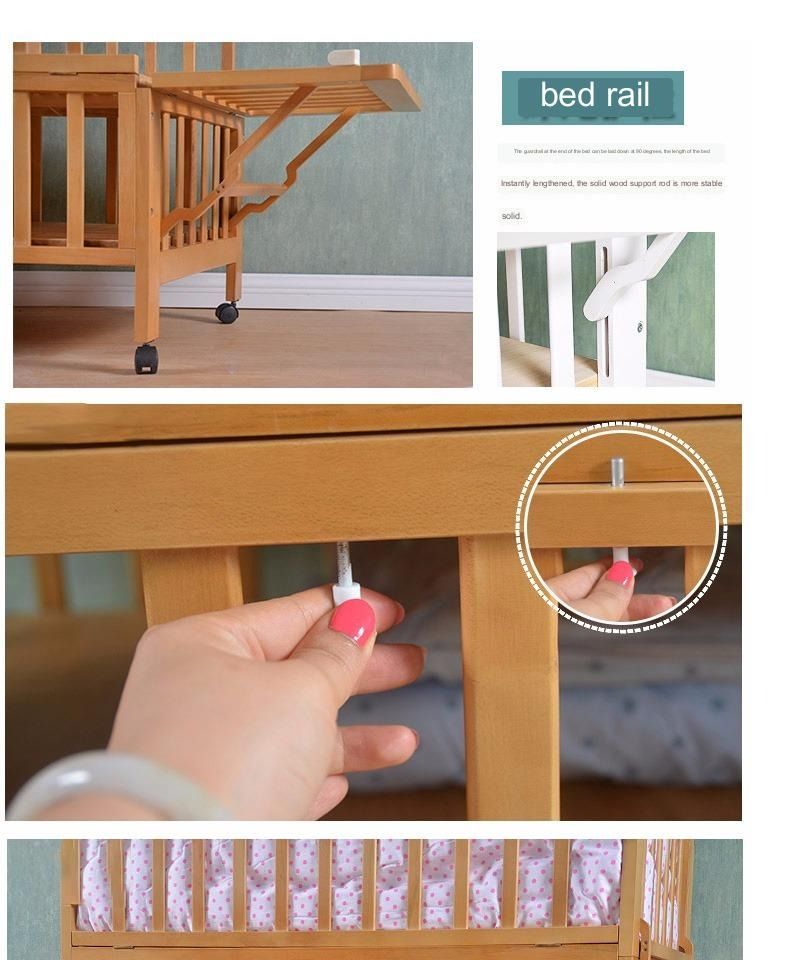 Solid Beech Wooden Baby Cribs White 4in1 Multifunctional Large 115x65cm ...