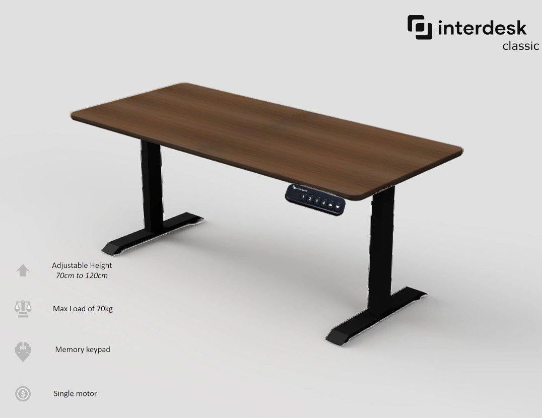 Solid wood electric height adjustable study computer desk, Furniture ...