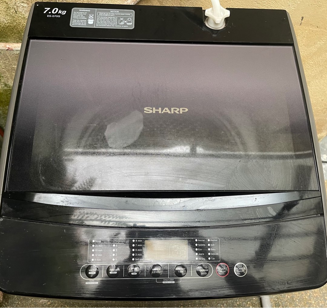 TOP LOAD WASHING MACHINE SHARP ES-G70G DARK GREY 7KG, TV & Home ...
