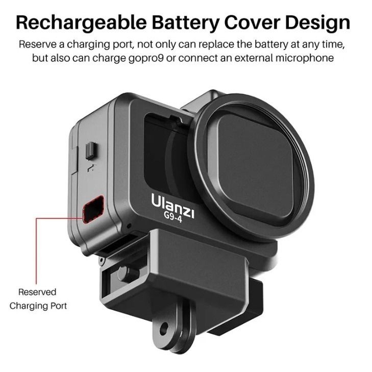 Ulanzi G9-4 Plastic Camera Cage For GoPro Hero 9 Accessories Black Housing Case Double Cold Shoe ...