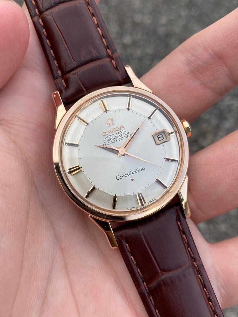 Ultra Rare Omega Constellation Pie Pan Rose Gold Cap With Portuguese Stamp - Ref. 168.005 Two ...