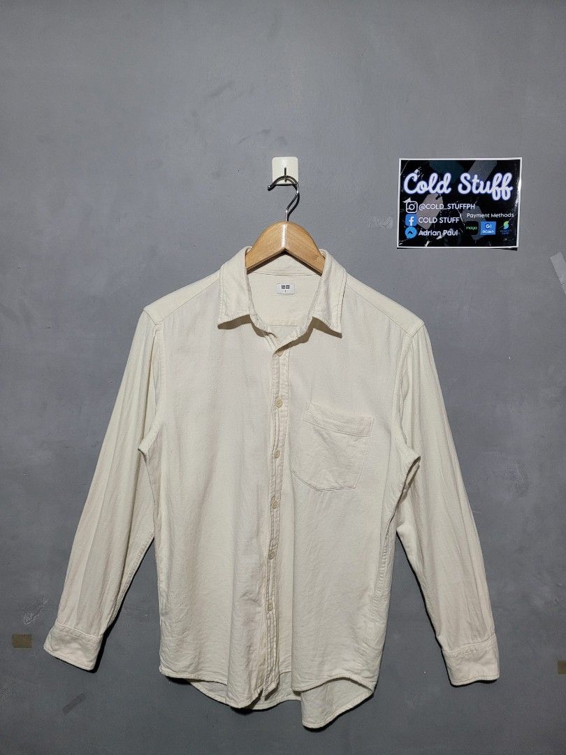 Uniqlo cream longsleeves, Men's Fashion, Tops & Sets, Formal Shirts on ...
