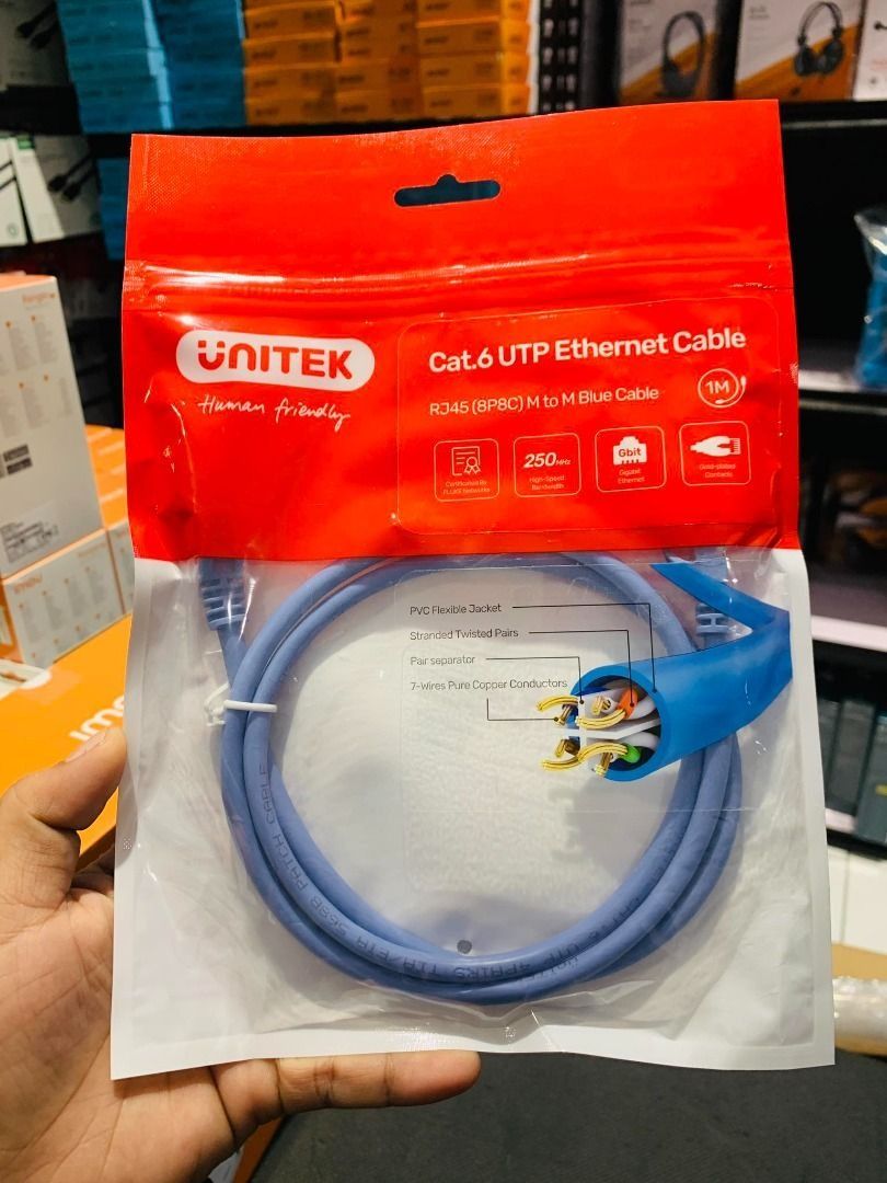 Unitek UTP Cat6 RJ45 (8P8C) Ethernet Cable Blue 1M Y-C809ABL, Computers ...