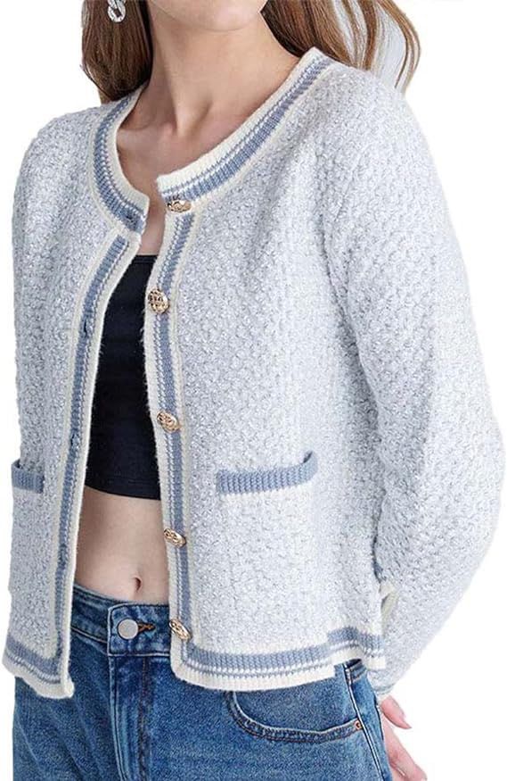 Urban revivo tweed jacket in light blue, Women's Fashion, Coats ...