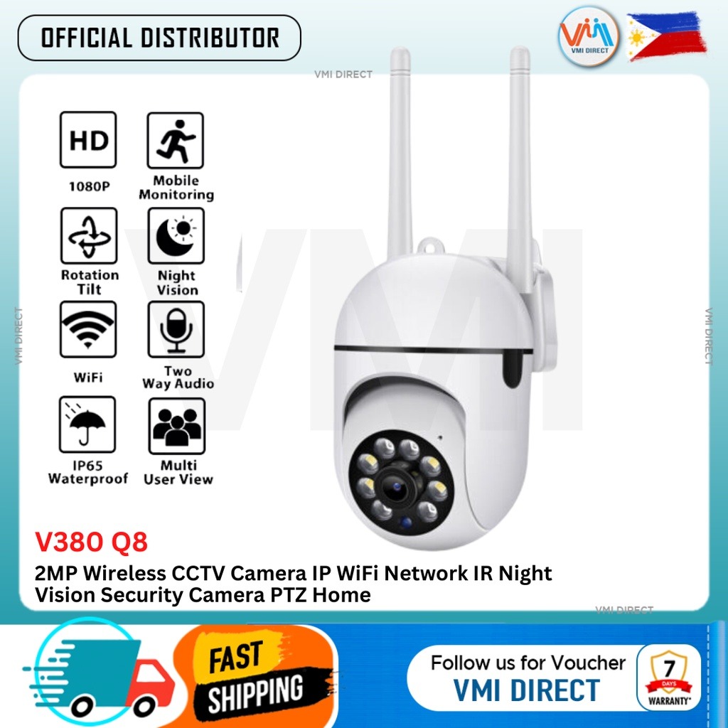 V380 Q8 2MP Wireless CCTV Camera IP WiFi Network IR Night Vision ...
