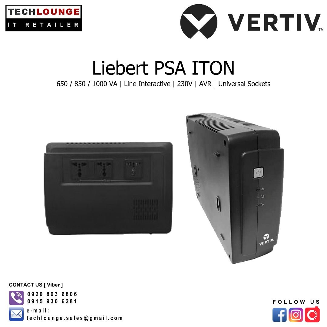VERTIV LIEBERT PSA ITON SOHO LINE INTERACTIVE UPS | 650/850/1000 VA | 230 V | AVR | Universal ...