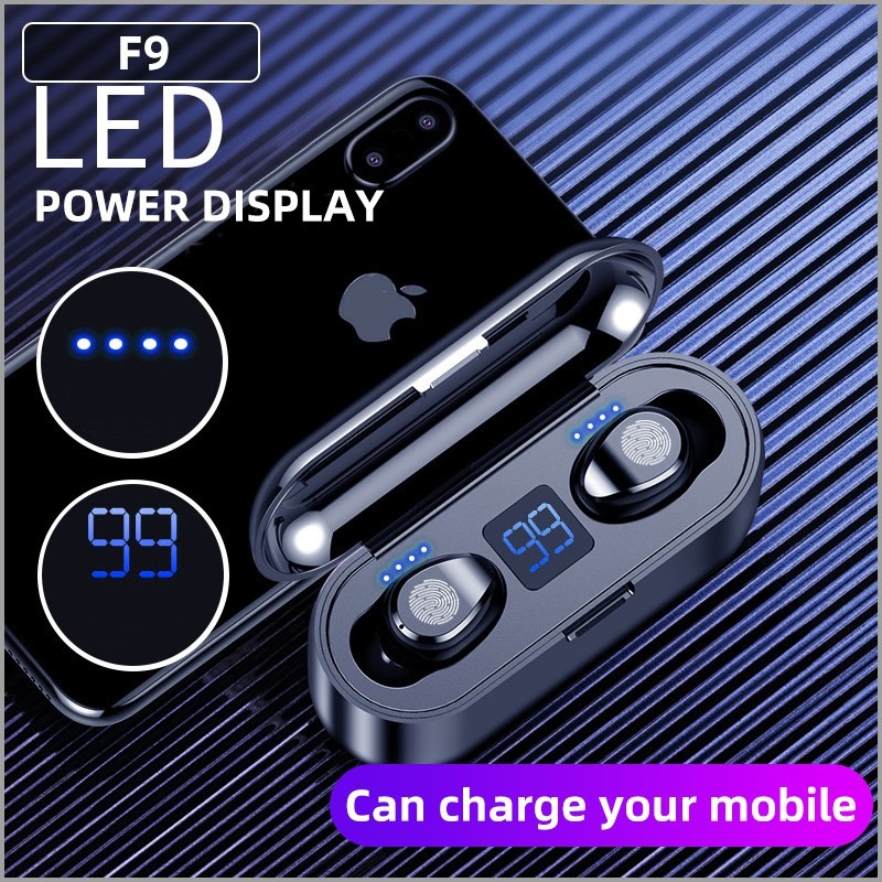 Wireless Earphone Bluetooth 5.0 F9 TWS Earbuds|Digital Display|2000 mAh ...