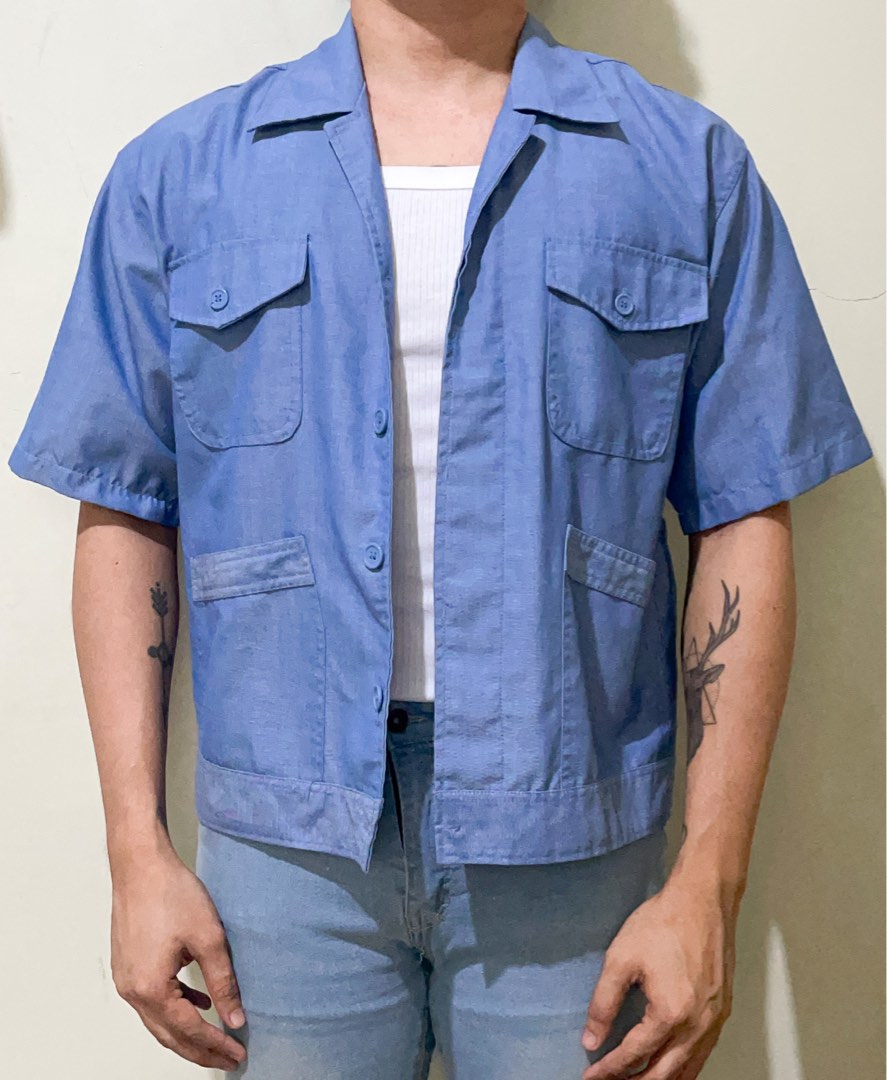 Workwear Button-up Box Cut Polo shirt, Men's Fashion, Tops & Sets ...