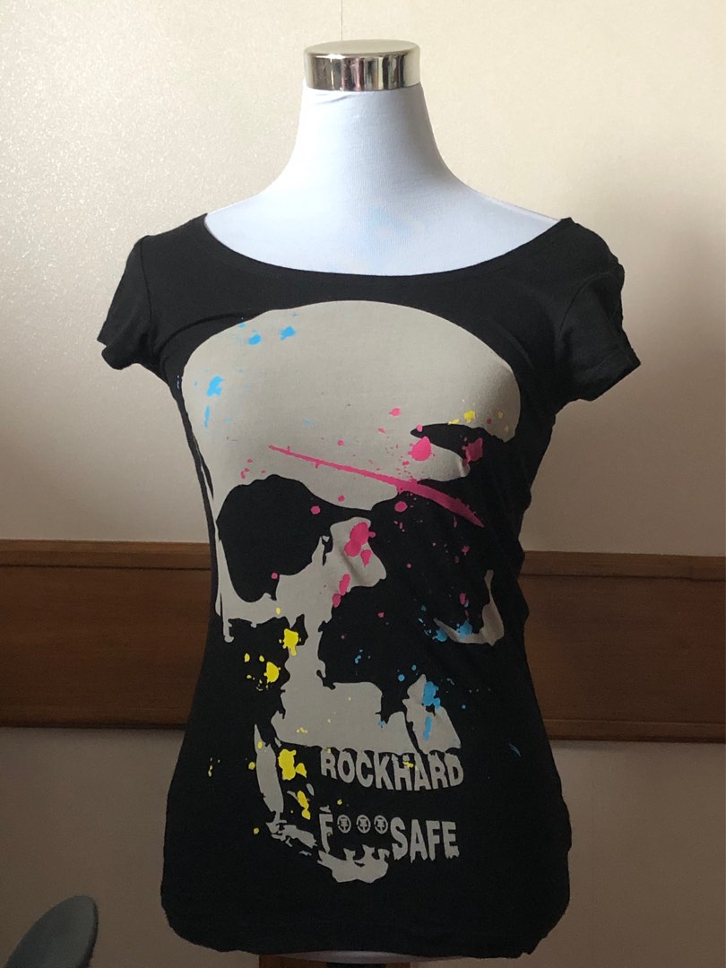 y2k edgy scene punk rock skull body hugging & bodyfit t-shirt top — h&m ...