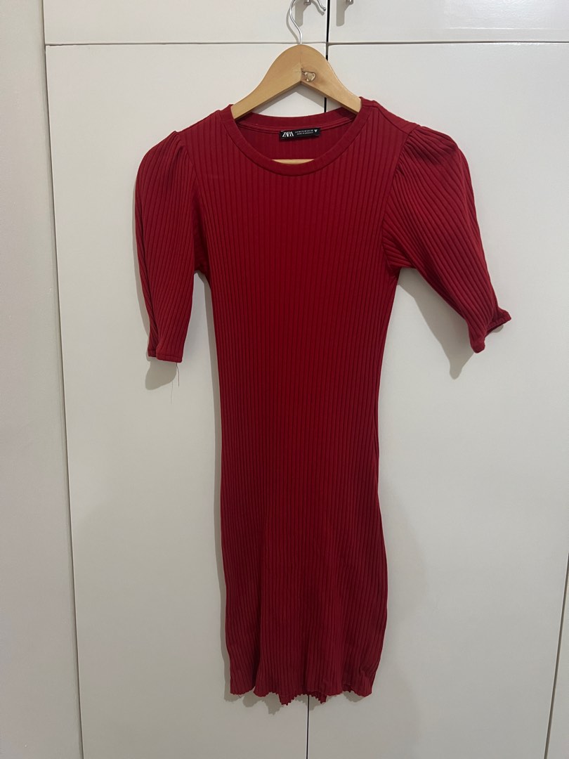 Zara Ribbed Dress, Women's Fashion, Dresses & Sets, Dresses on Carousell