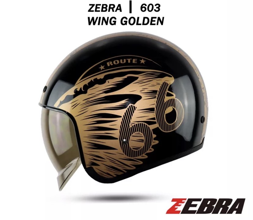 ZEBRA 603 Classic Wing Golden Helmet, Motorbikes, Motorbike Parts ...