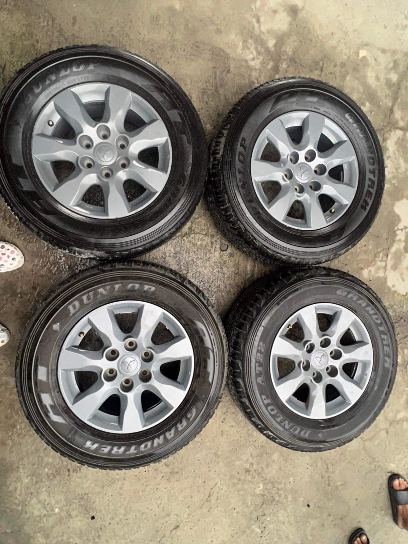 17"Pajero mags Gray 6Holes pcd 139 with 265-65-r17 Dunlo used tires, Car Parts & Accessories ...