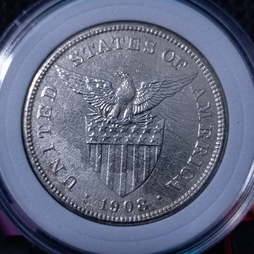 1908 USPI 1 PESO Silver Coin, Hobbies & Toys, Memorabilia ...