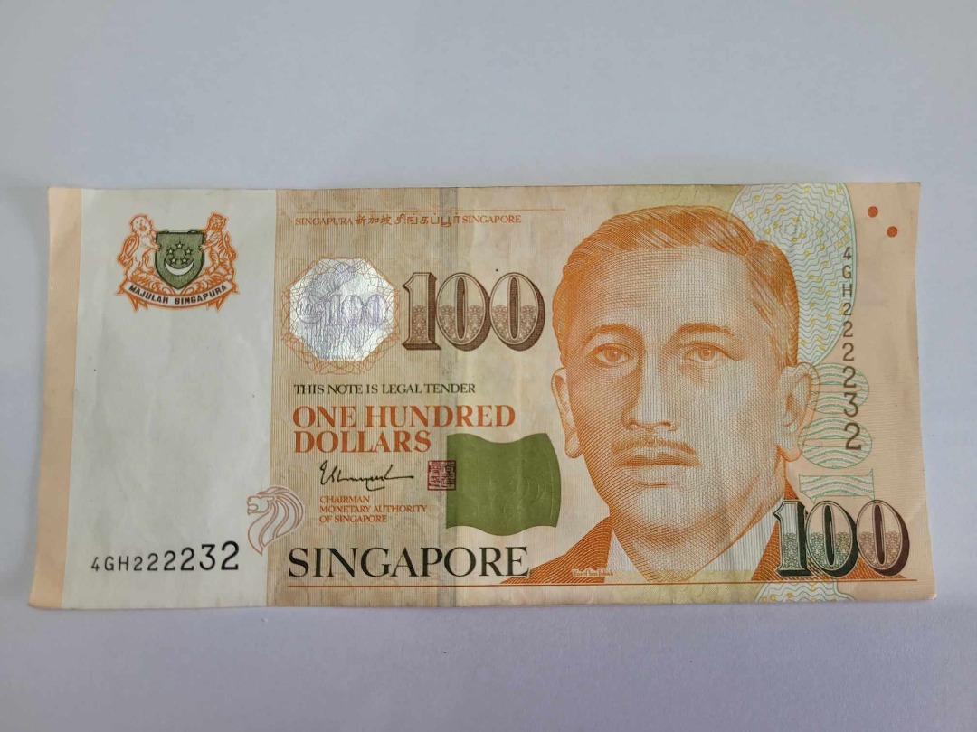 4GH222232 S$100 Singapore One Hundred Dollars Note, Hobbies & Toys ...