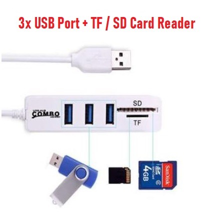 5 In 1 USB Hub + TF/SD Micro SD Memory Card Reader Adapter Cable ...