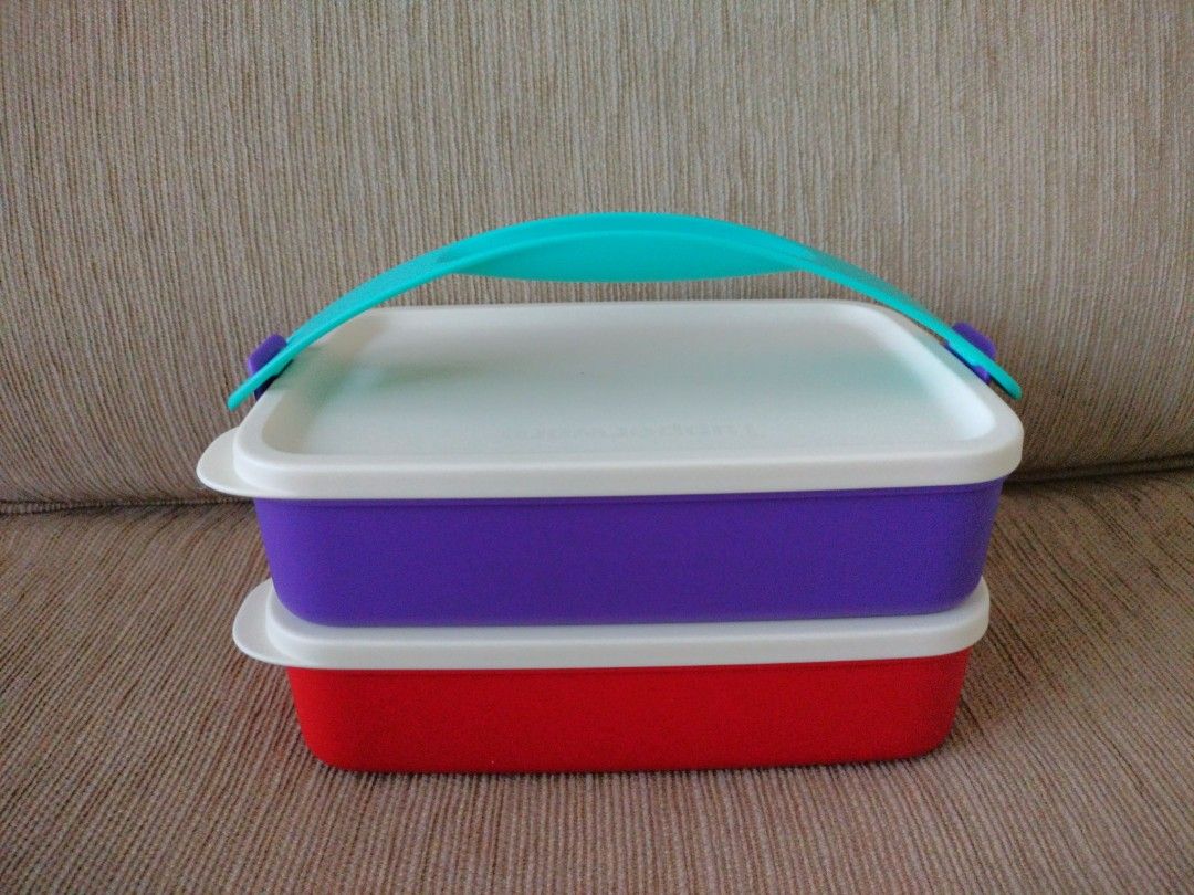 Authentic tupperware lunch boxes with handle, Furniture & Home Living ...