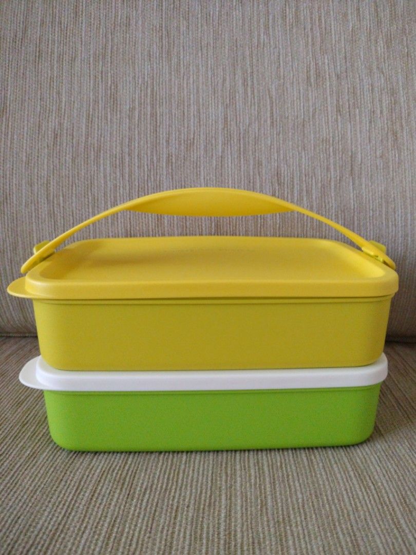 Authentic tupperware lunch boxes with handle, Furniture & Home Living ...