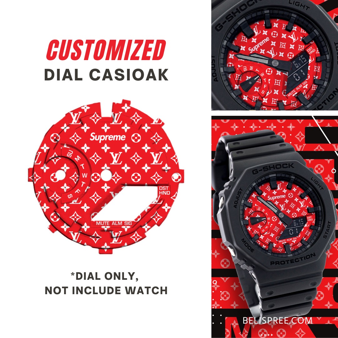 CasiOak Dial G Shock GA 2100 Custom Logo Supremee Red Design Faceplate ...