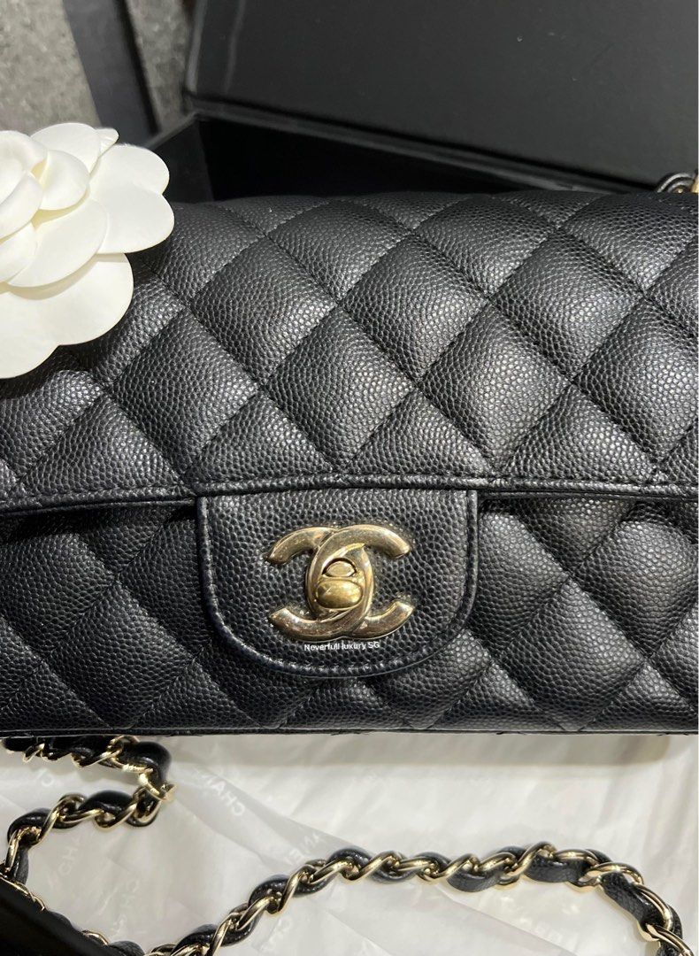 Chanel Classic Flap Mini Rectangular 17C Edge Stitching Black Caviar in ...