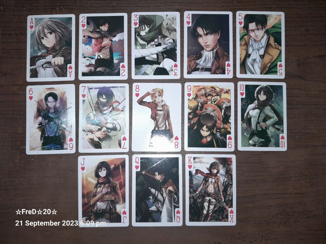 Complete Attack On Titans Playing Cards, Hobbies & Toys, Toys & Games ...