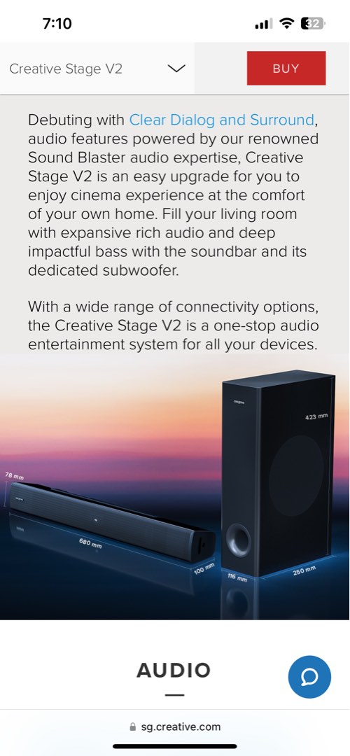 Creative Stage V2 TV Soundbar, Audio, Soundbars, Speakers & Amplifiers ...