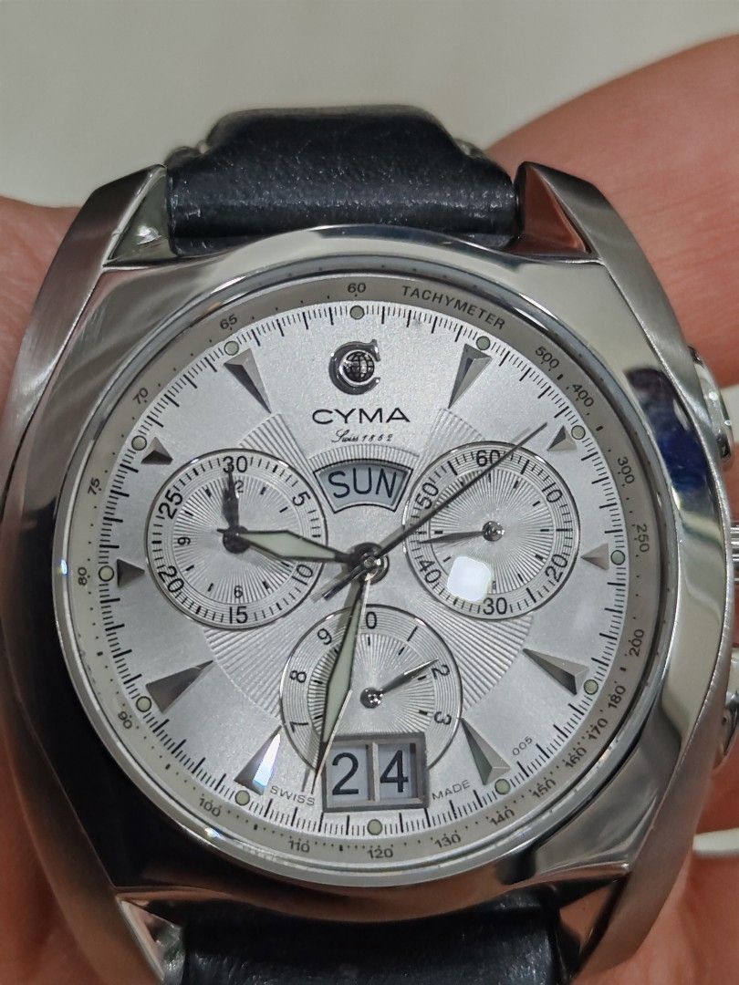Cyma Chronograph Sapphire Quartz Watch, Men's Fashion, Watches ...