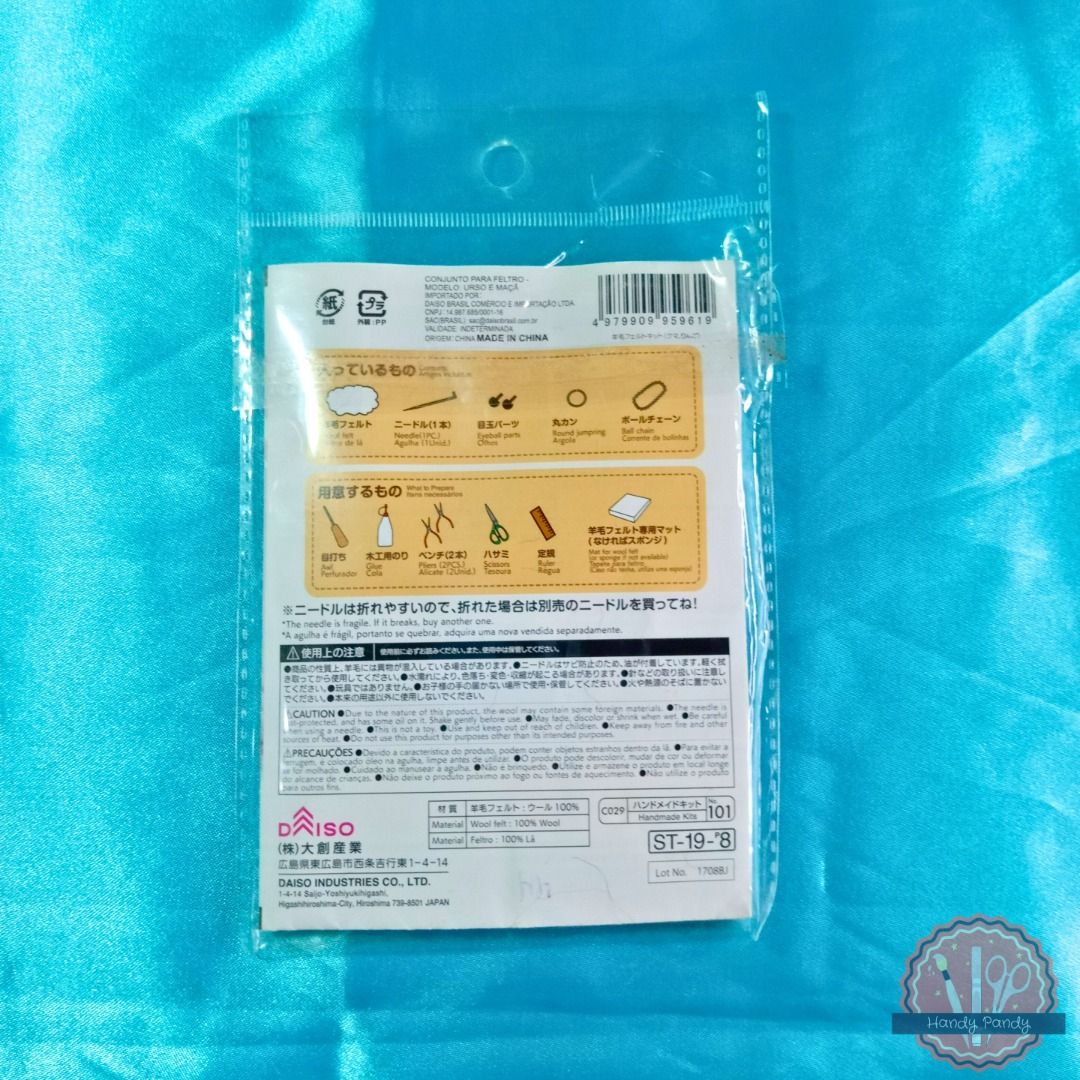 Daiso Wool Felting Kit - Bear, Clover, Strawberry, Hobbies & Toys ...