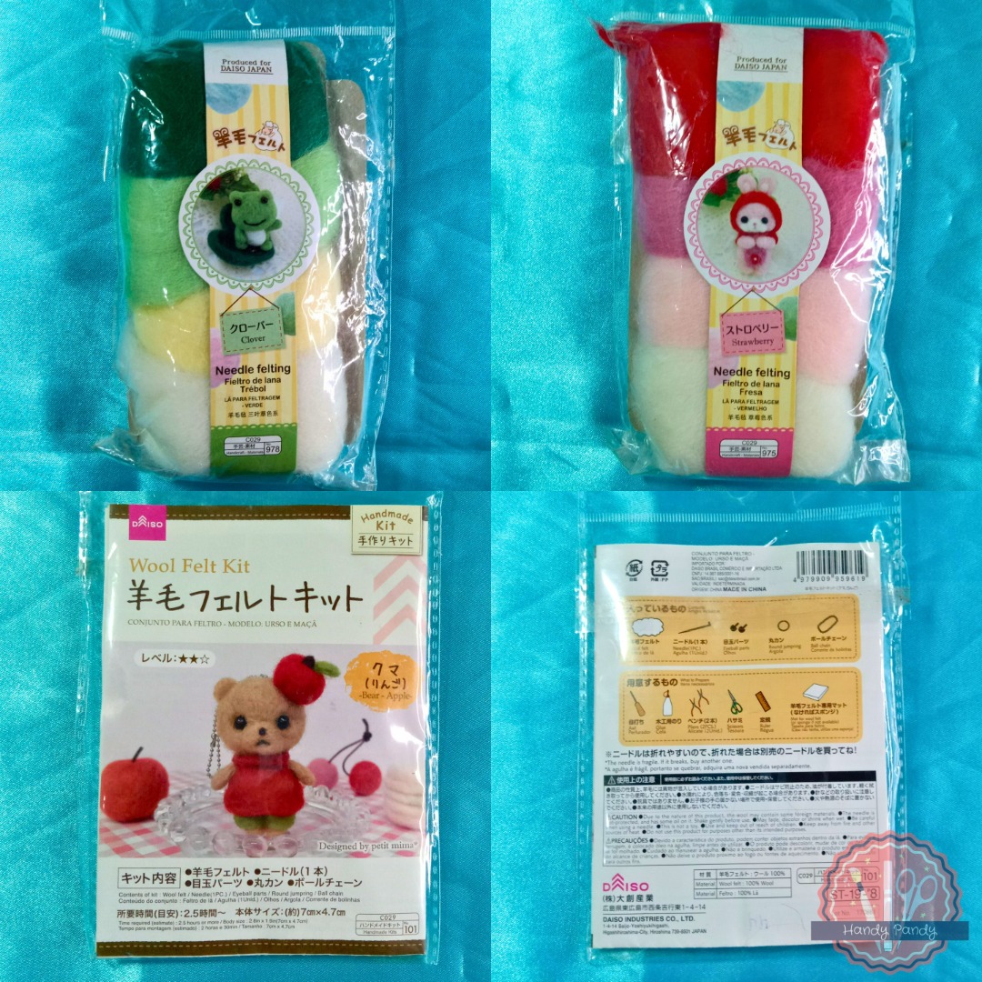 Daiso Wool Felting Kit - Bear, Clover, Strawberry, Hobbies & Toys ...