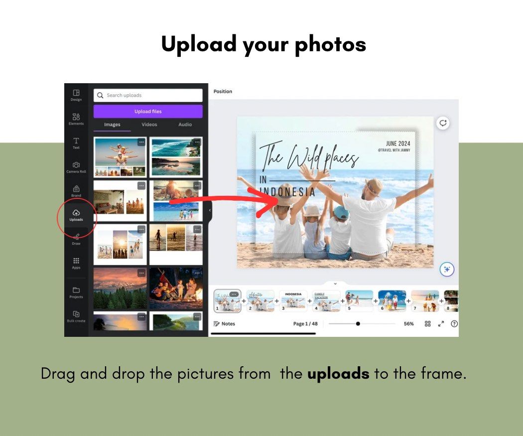 Digital Photo Album Canva Template for Holiday Travel | Photo Scrapbook | Editable Customizable ...