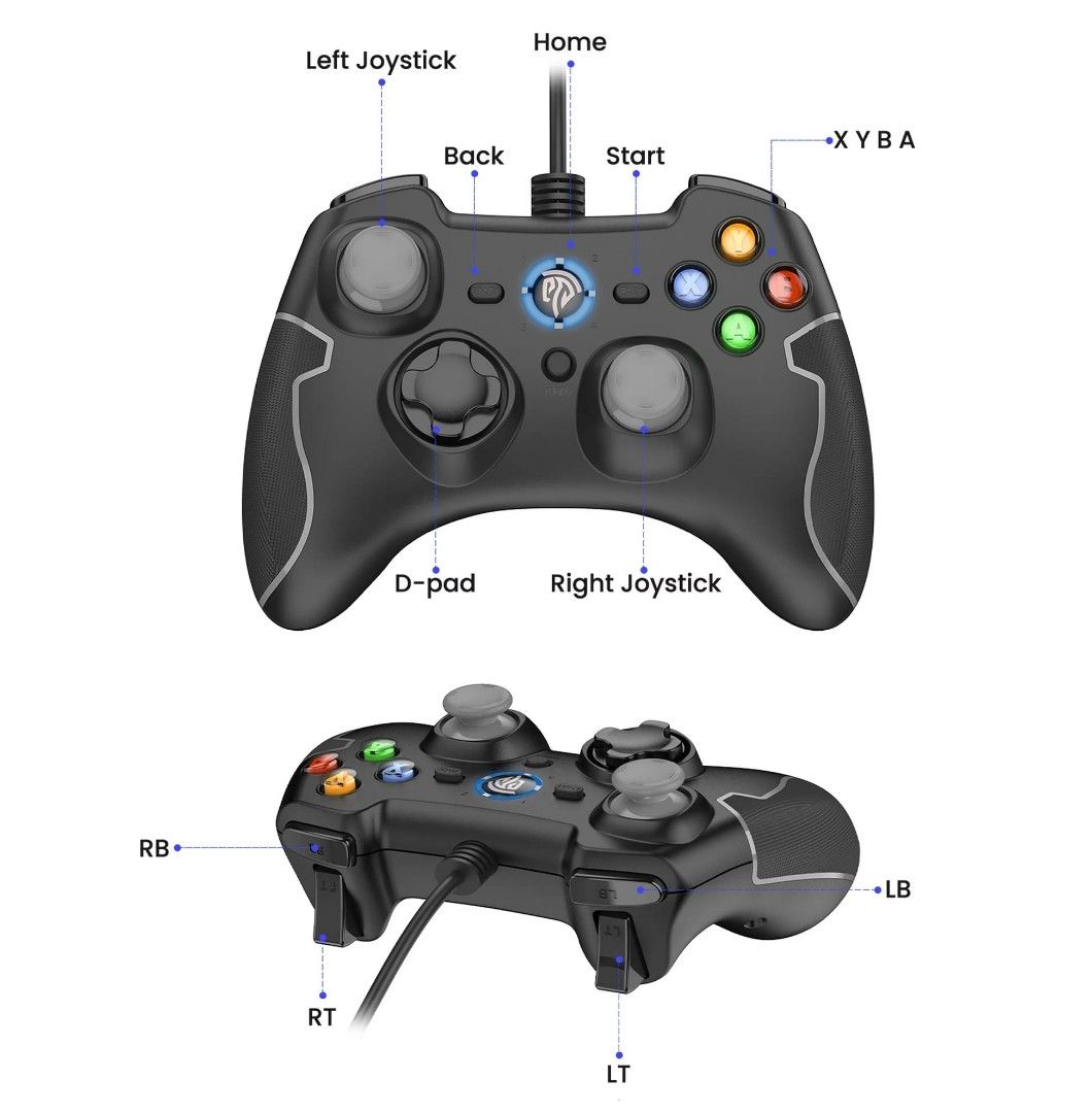 EasySMX ESM-9100 Wired PC Game Controller for PC, PS3 Game Console ...