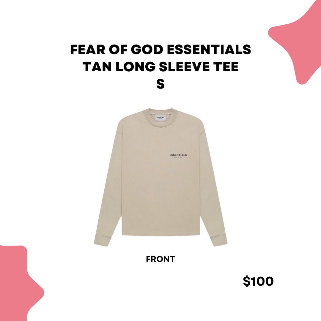 FEAR OF GOD ESSENTIALS TAN LONG SLEEVE TEE, Men's Fashion, Tops & Sets ...