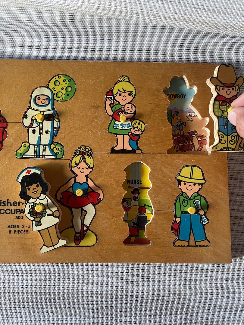 Fisher-Price Vintage Wooden Occupation Puzzle Toy, Hobbies & Toys, Toys ...