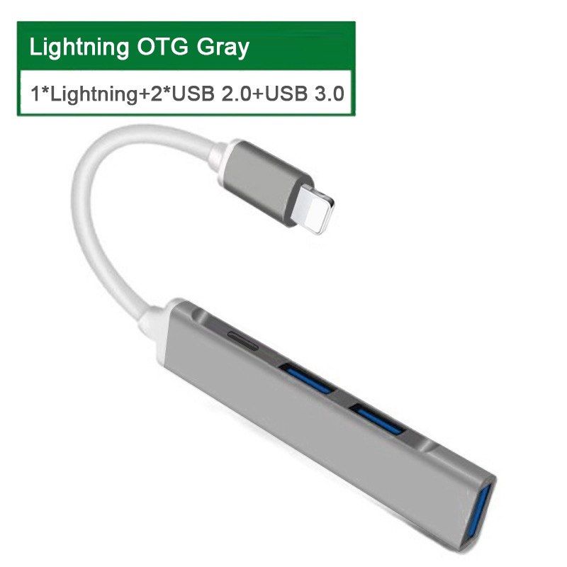 Lightning to USB Hub OTG 4-in-1 with USB 3.0 Port and Fast Charging ...