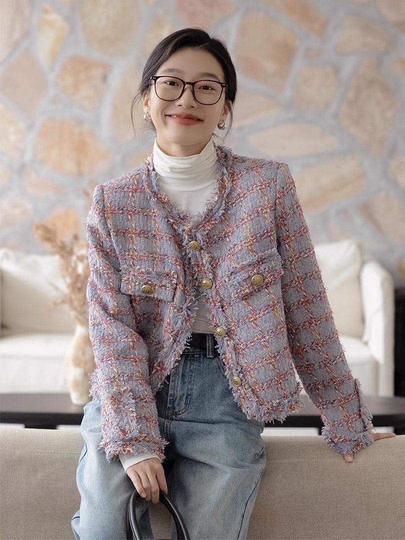 Frida Lavender Tweed Jacket, Women's Fashion, Coats, Jackets and ...