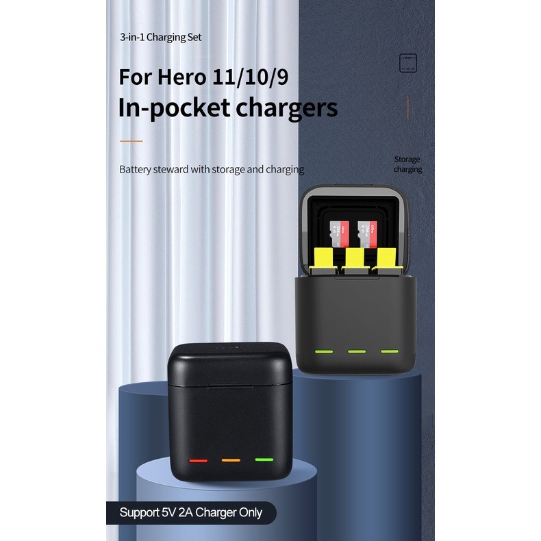 Gopro hero 11 Charger Set with 1750mAh Fully Decoded Battery ...