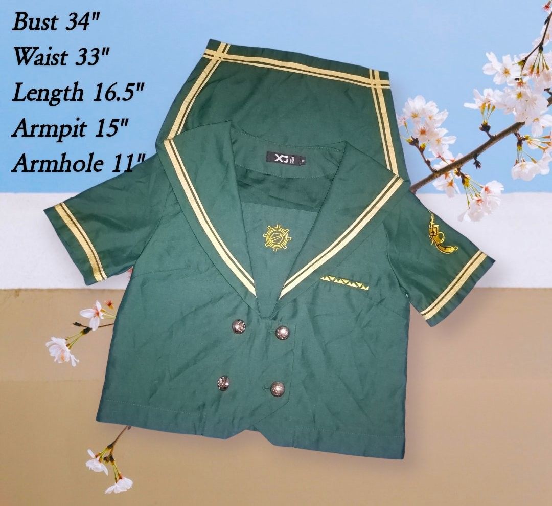 Green Gears & Guns Seifuku Japanese Uniform Top Costume Cosplay, Women ...