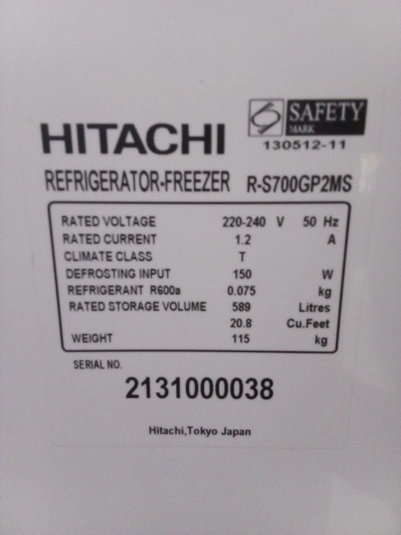 Hitachi 3Ticks Inverter x Dual Fan Cooling Water/Ice Dispenser Side by ...