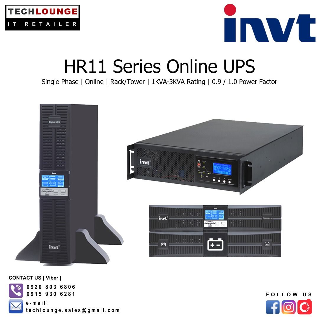 INVT HR11 Series Online Rack/Tower UPS, Single Phase, 1KVA/900W - 3KVA ...