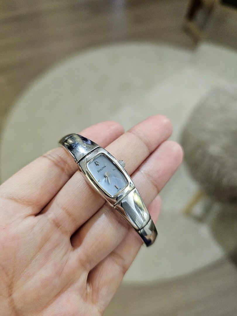 Ladies' Bulova Bangle Watch with Blue Tonneau Dial (Model: 96L98 ...